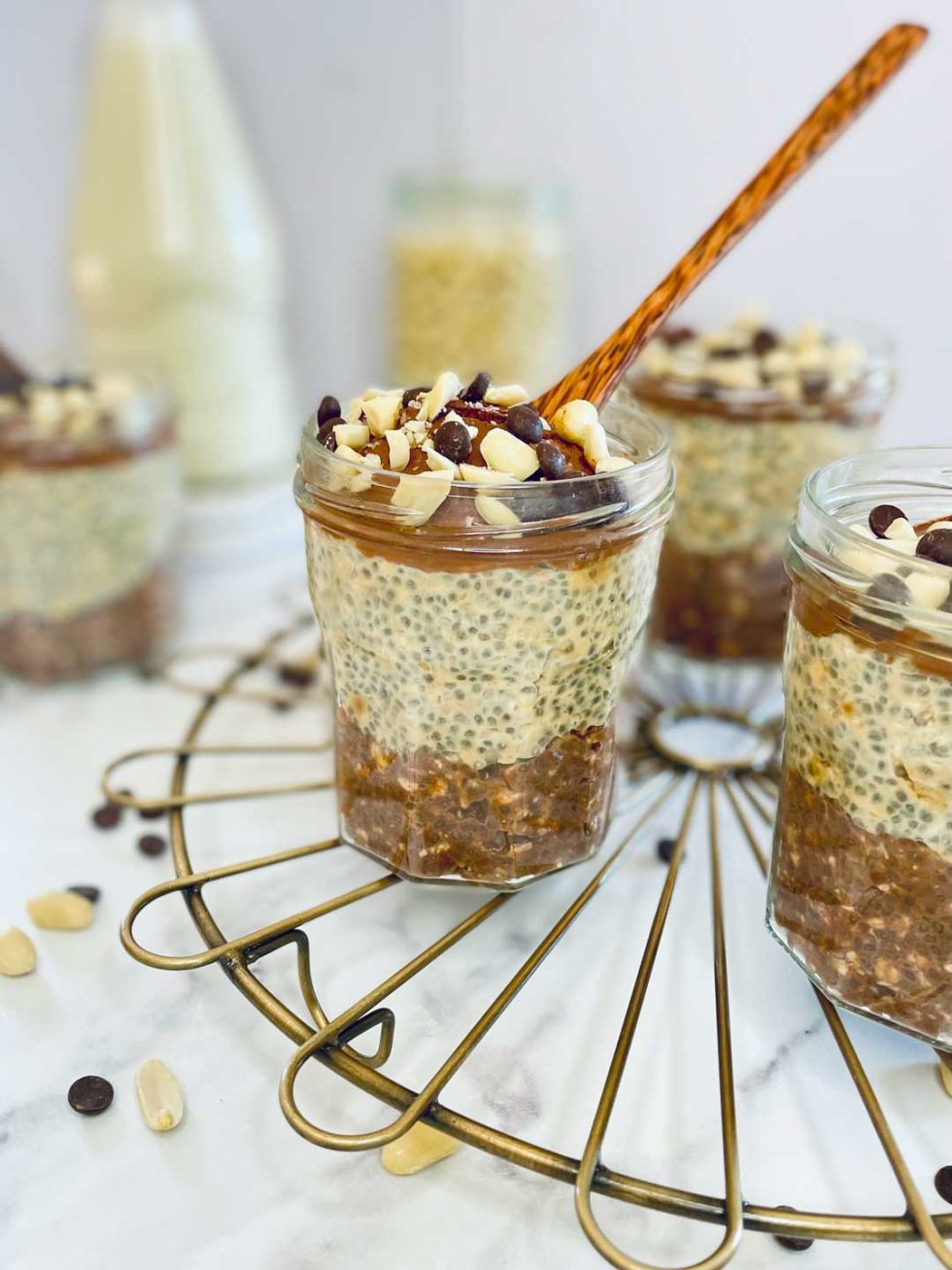Snickers Chia Puddings - Helen Ridgeway Nutrition