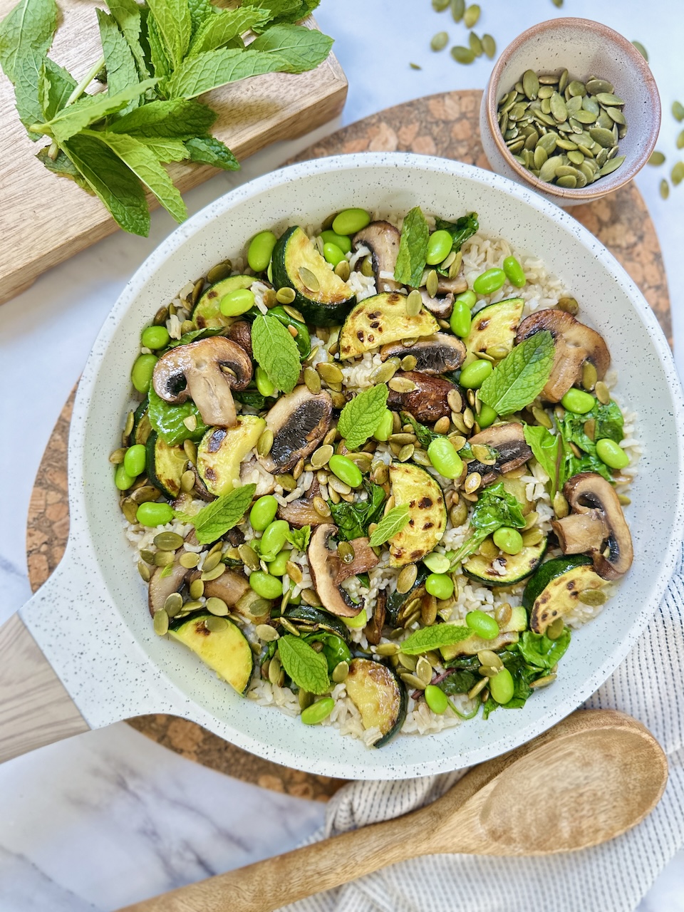 Courgette & Mushroom Brown Rice Salad - Helen Ridgeway Nutrition